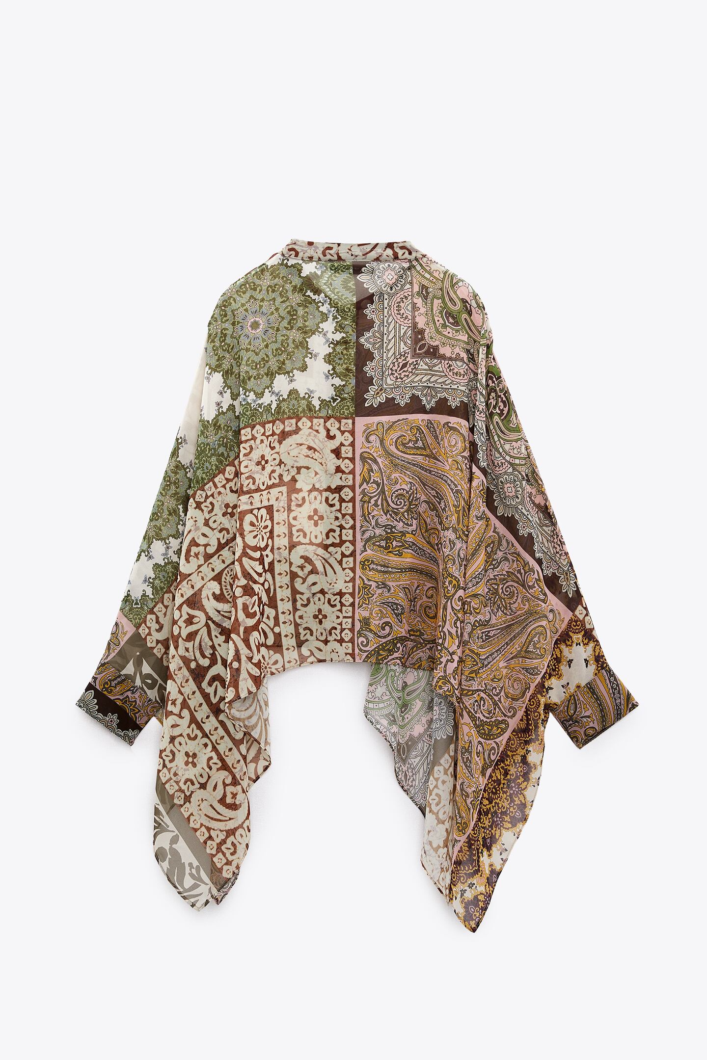 ZARA CAPE BLOUSE IN PATCHWORK STYLE – Pistachio