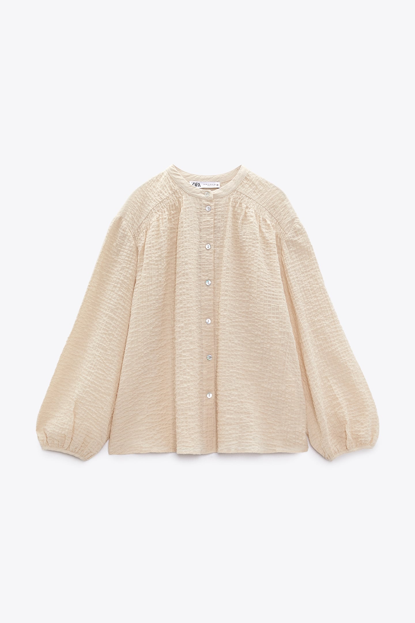 ZARA RUSTIC FABRIC BLOUSE – Pistachio