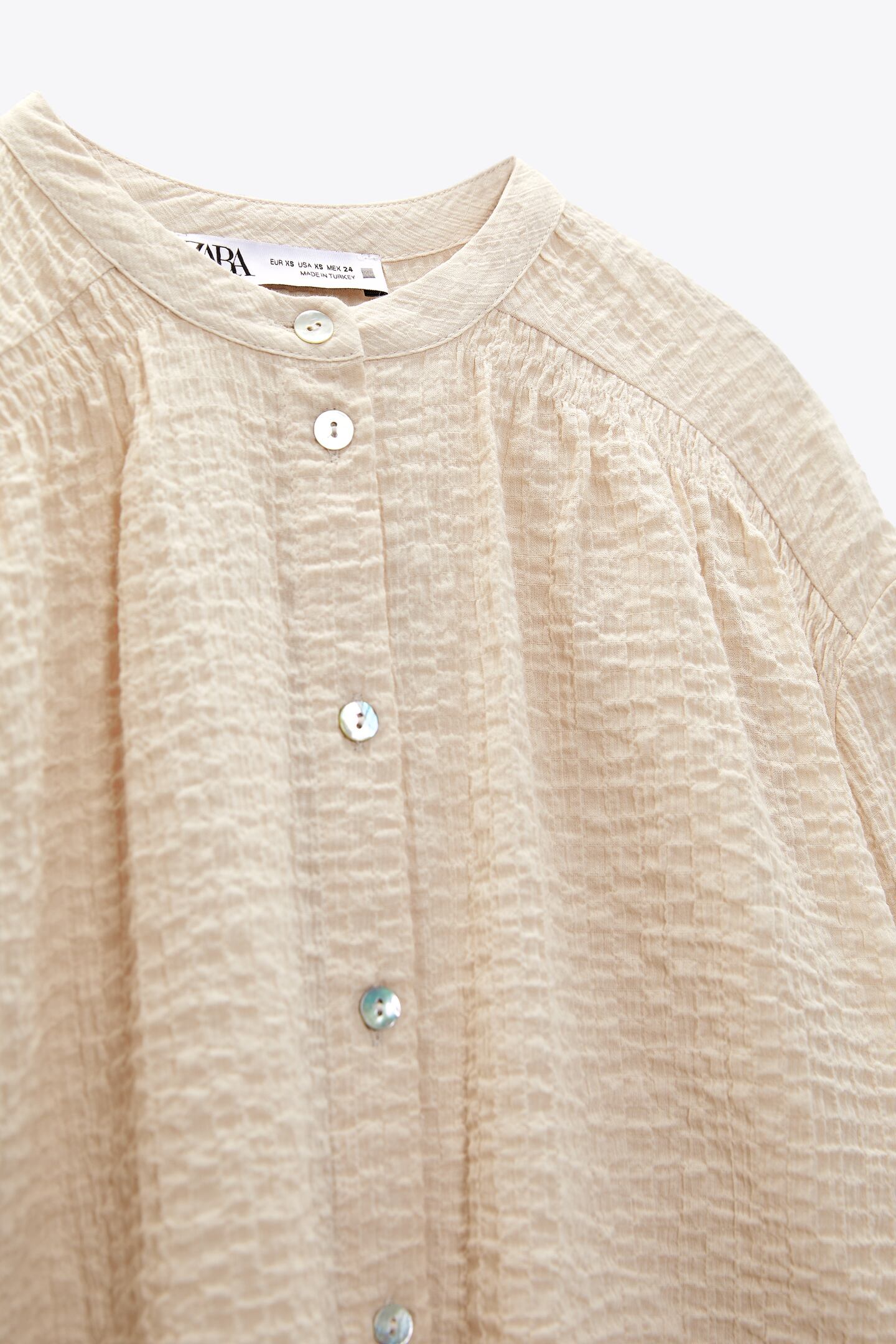 ZARA RUSTIC FABRIC BLOUSE – Pistachio