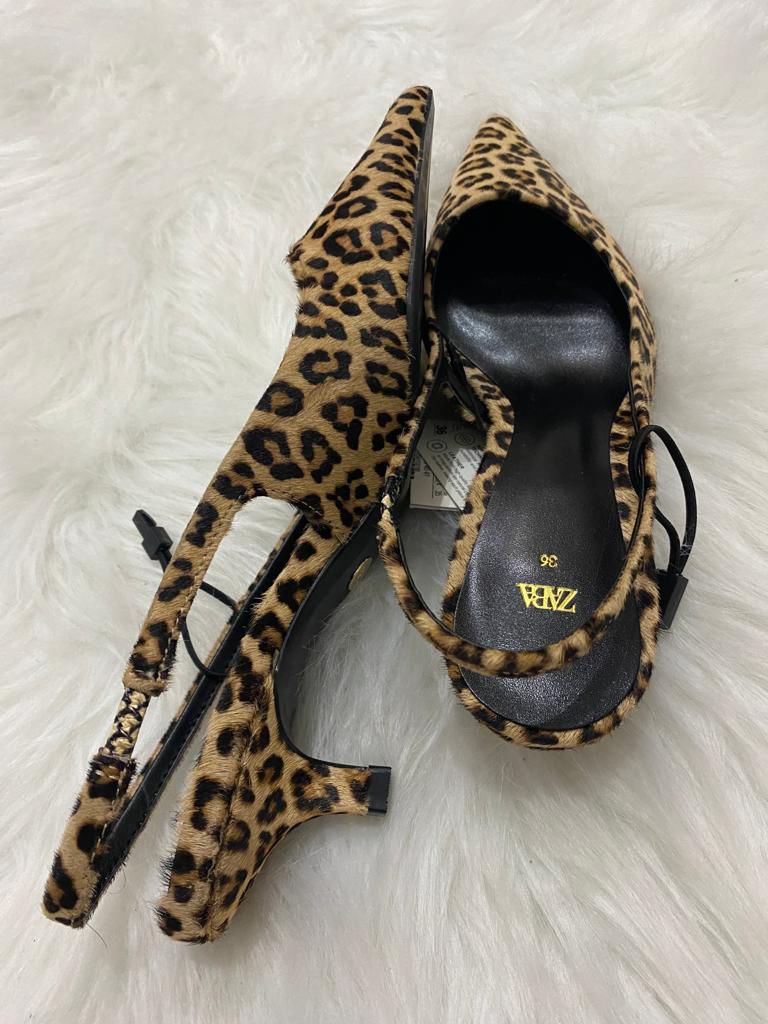 Zara Animal Print Slingback Heels – Pistachio
